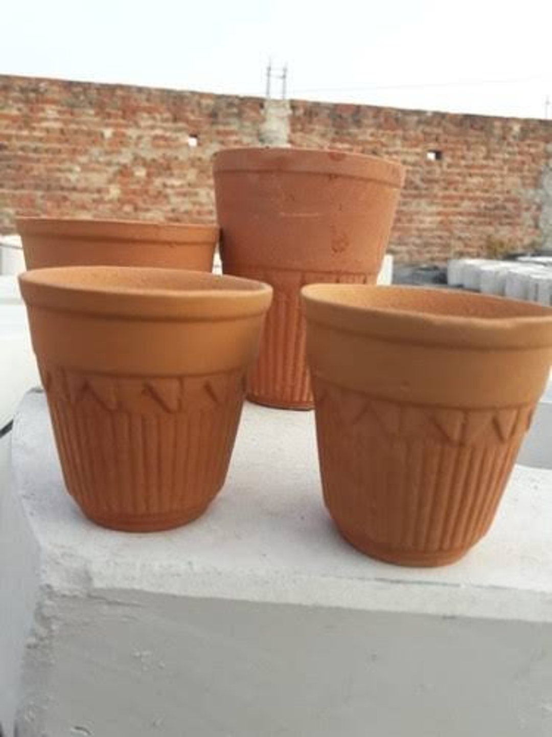 India Clay Tea Cup Set Brown Plain Handmade Indian Traditional Style ...