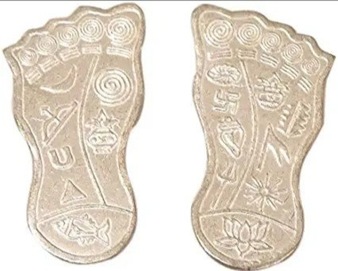 925 Silver Hindu Religious Laxmi Lakshmi Devi Charan Paduka Pair ...