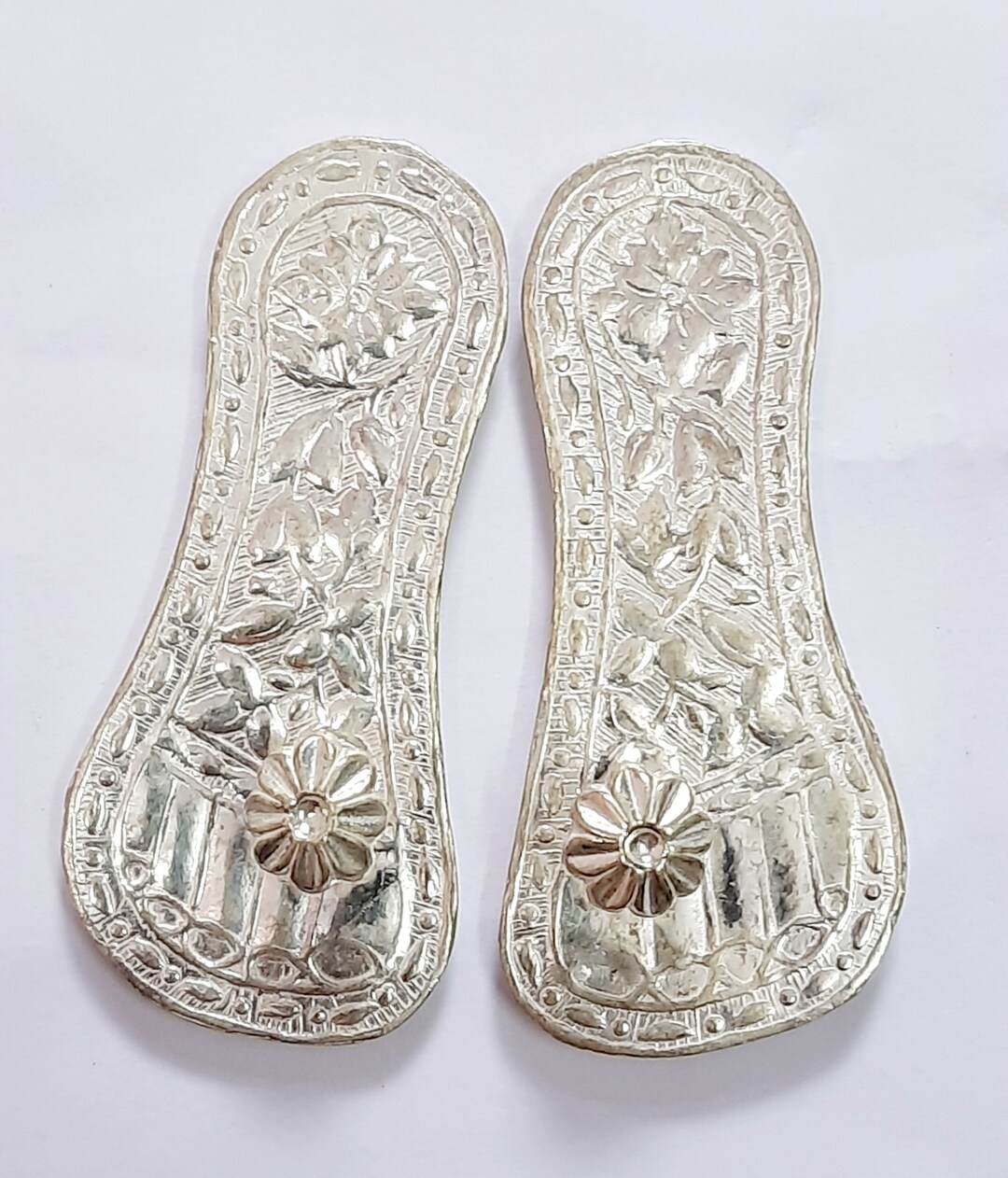 925 Silver Hindu Religious Laxmi Lakshmi Devi Charan Paduka Pair ...