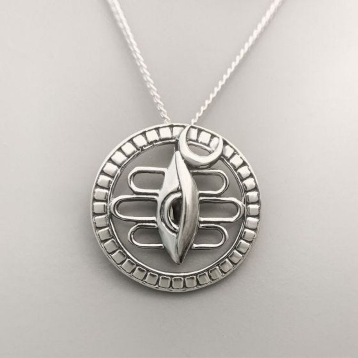 Shiva Third Eye Moon chandrama Silver Pendant Necklace, Shiva Pendant ...