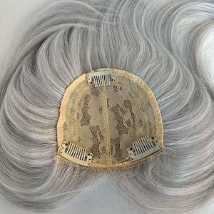 Straight Mini Hair Topper Silver Grey Hair for Women - Etsy