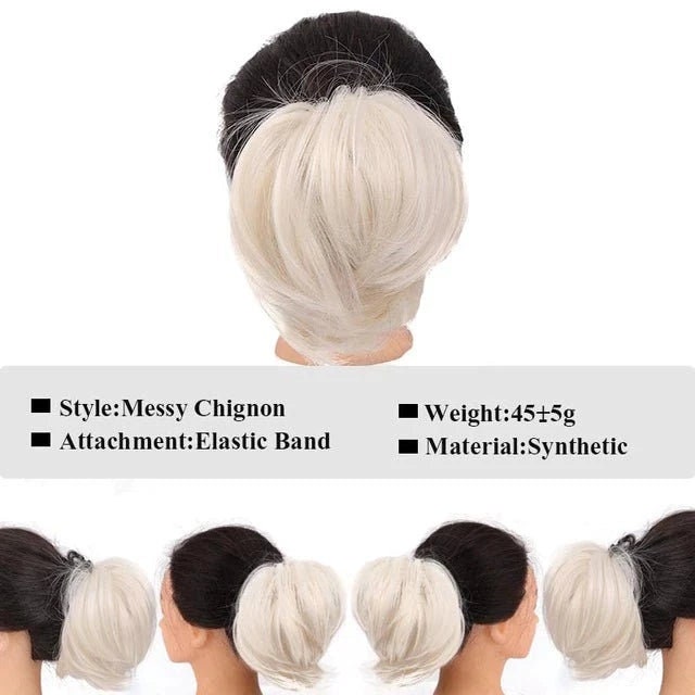 Messy Bun Hair Piece Tousled Updo Straight Hair Chignon - Etsy