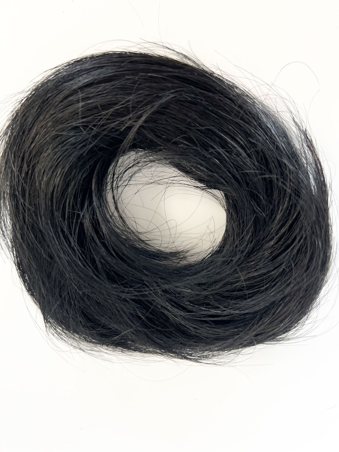 Human Hair Bun Scrunchie Straight Bun Real Human Hair-hair Color Black ...