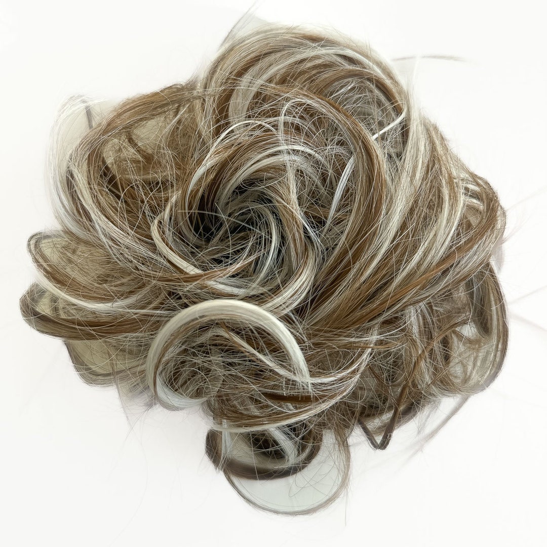 Apexhairs Messy Bun Scrunchie Brown and Grey - Etsy