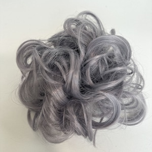 Grey Hair Bun Scrunchy Hair Curly Messy Bun Hair Piece Scrunchie Updo ...