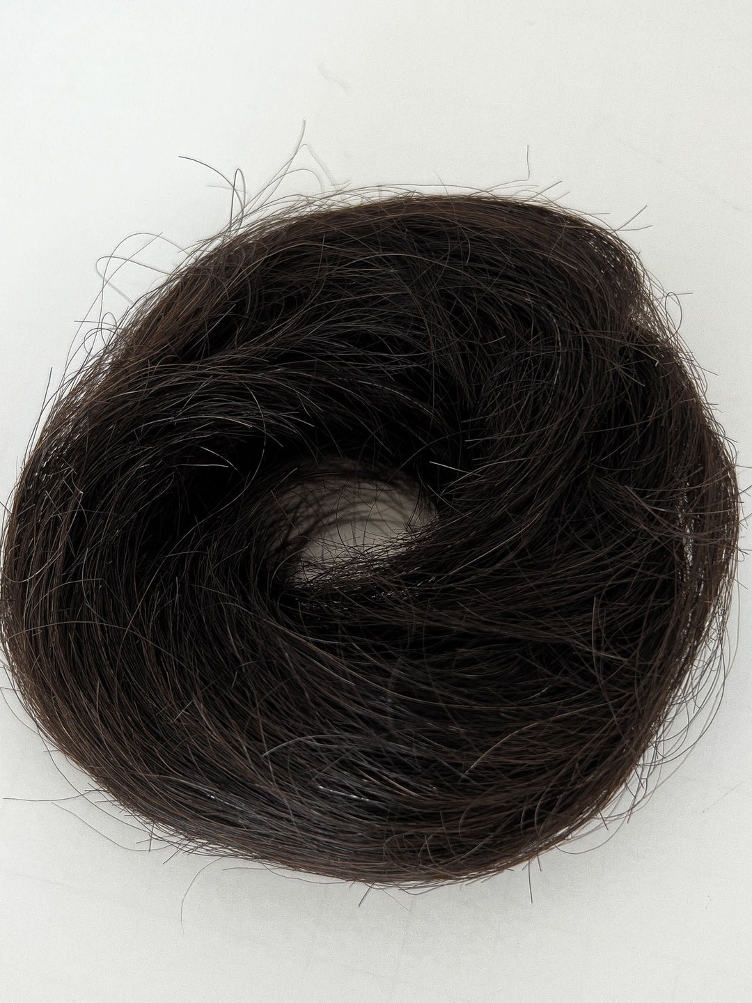 Human Hair Bun | Hair Scrunchie Real Human Hair - Hair Color Dark Brown ...