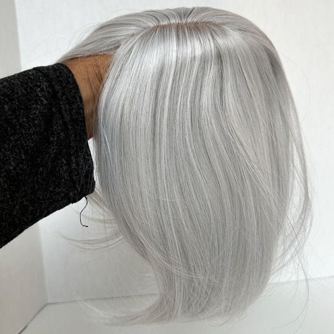 Straight Mini Hair Topper Silver Grey Hair for Women - Etsy