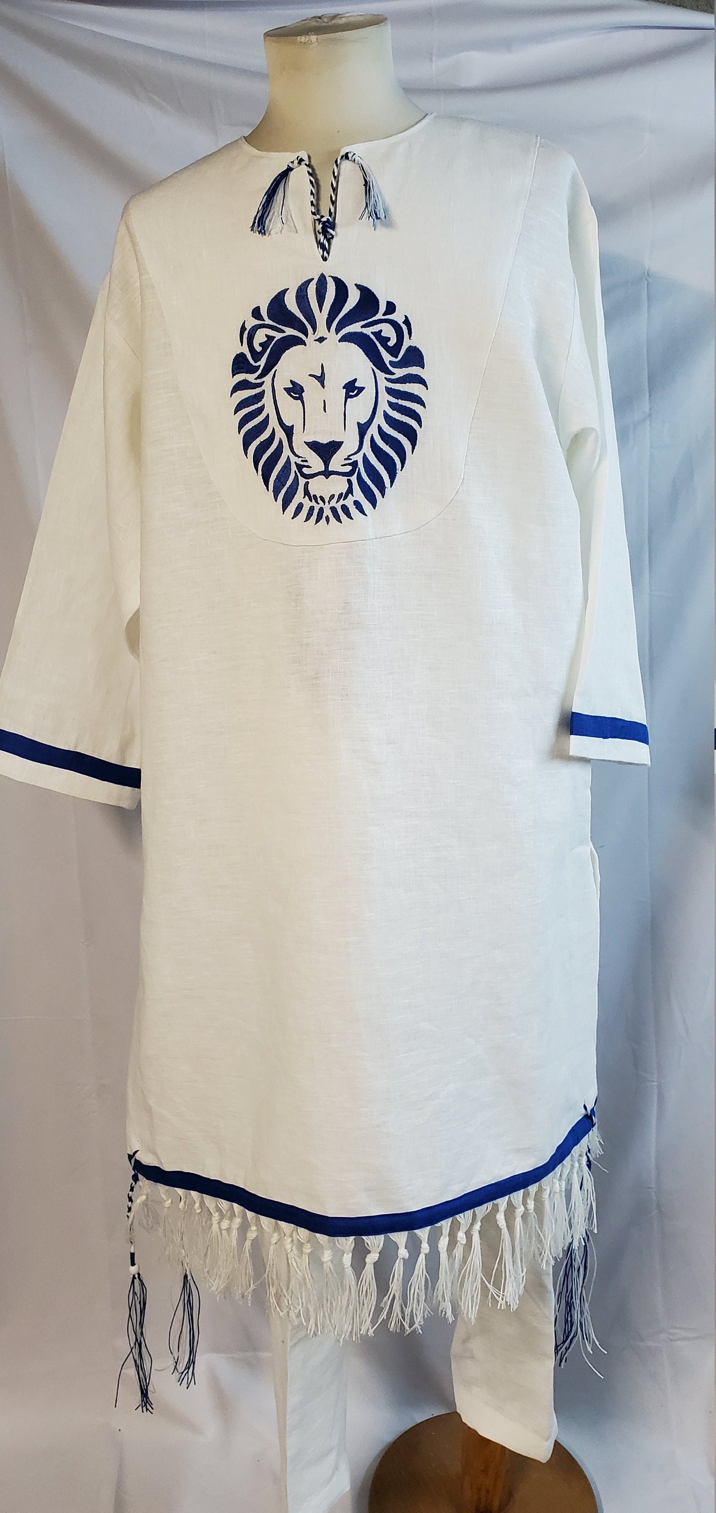 Lion of Judah Linen Tunic & Pants Set | 100% Linen | Embellished ...
