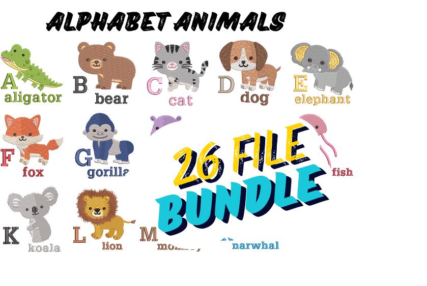 Alphabet Animals Bundle Serif Block Font 4x 4 Digital Download ...