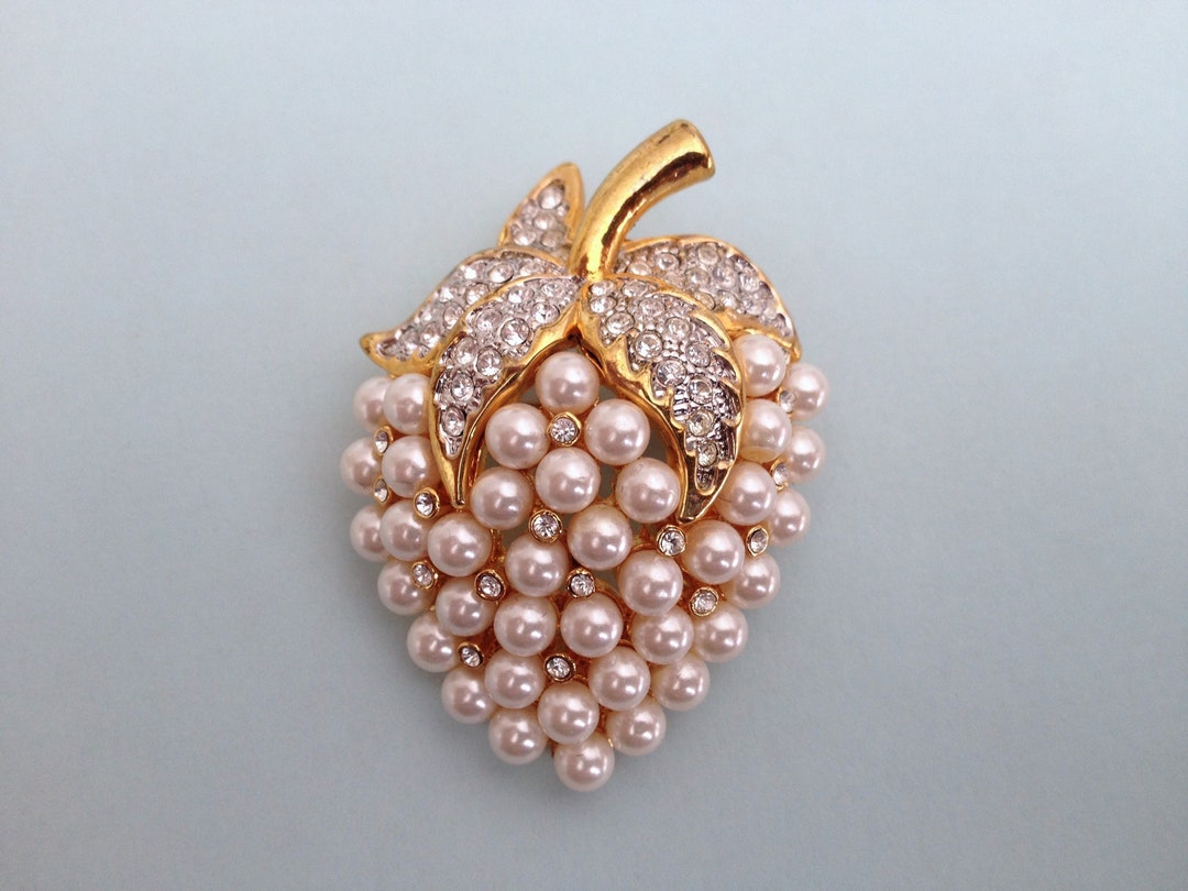 PEARL CIRO BROOCH Large Vintage 1980s Evening Cocktail Party Costume ...