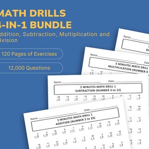 5-minutes Mathematics Drill for Kids: Addition, Subtraction ...