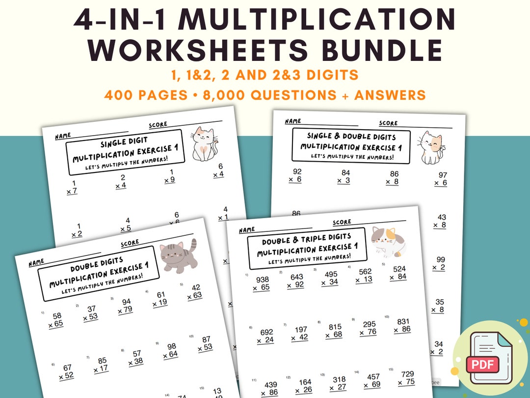 4-IN-1 Printable First Grade Mathematics Worksheets Bundle for Kids ...
