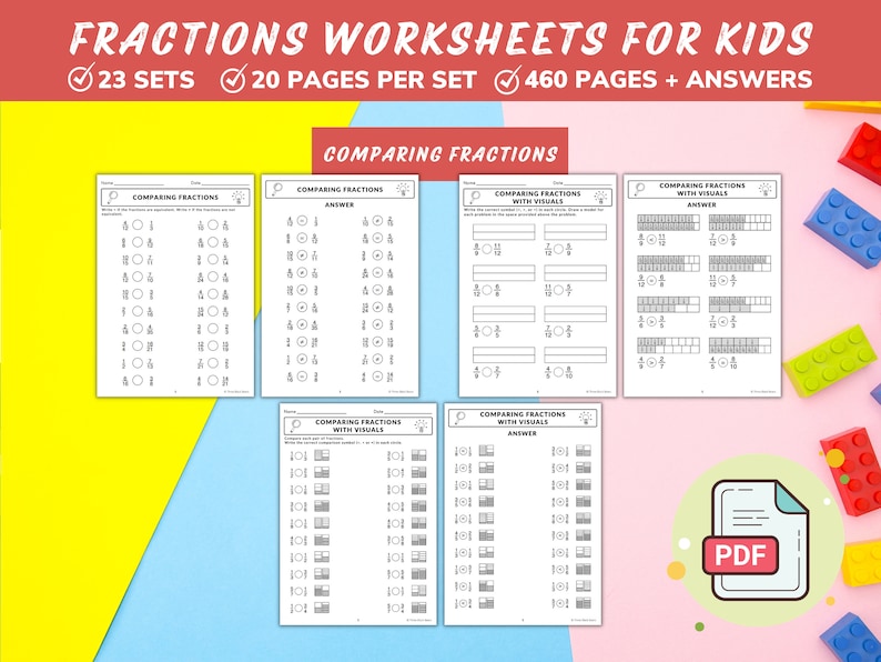 Printable Fraction Worksheets for Kids | Answers Included - Etsy