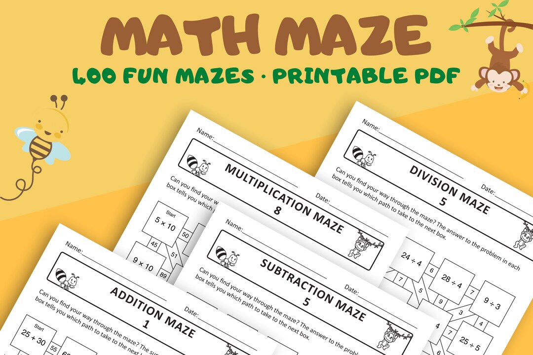 Printable Mathematics Mazes for Kids Ages 5-8: Fun Addition ...