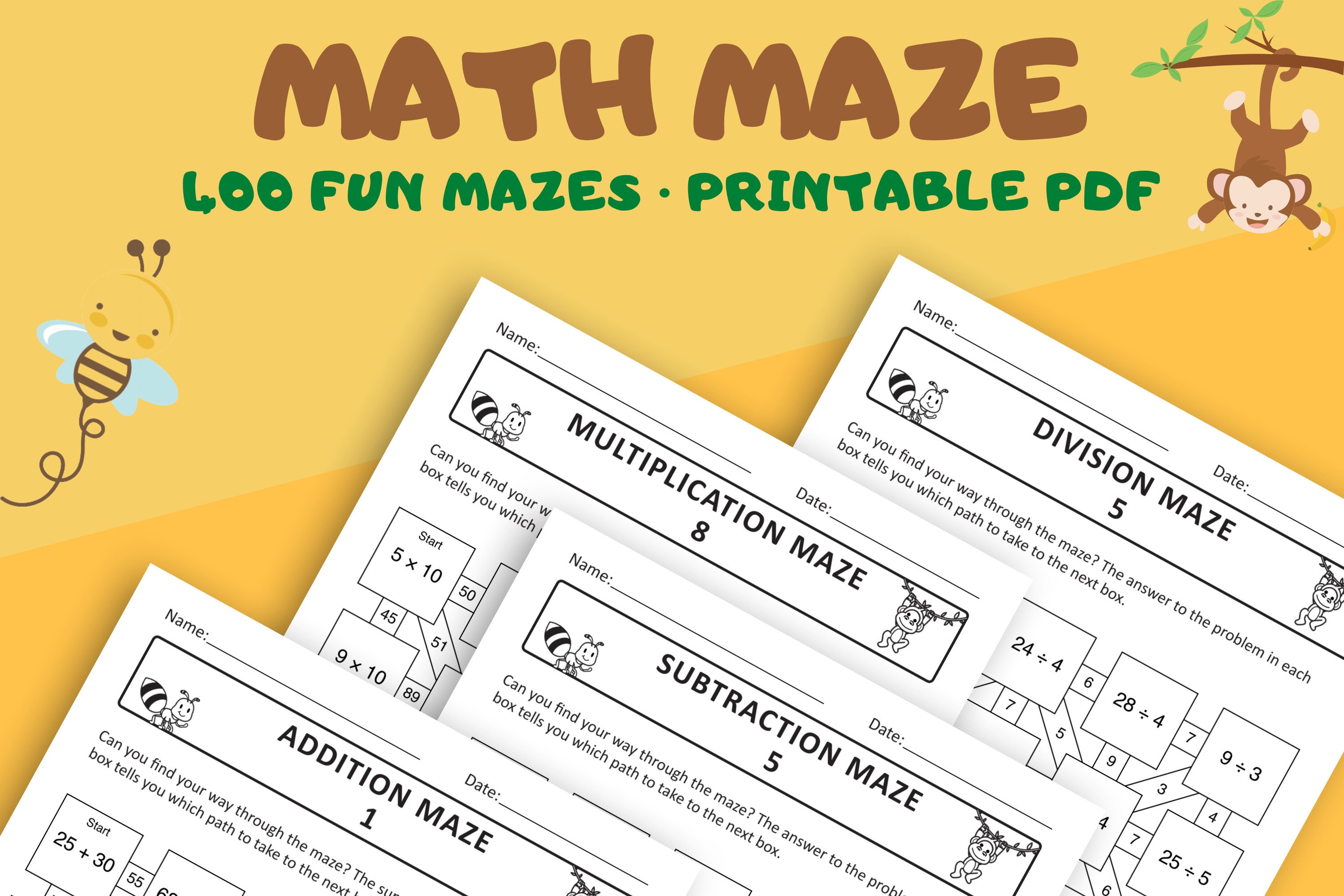 Printable Mathematics Mazes for Kids Ages 5-8: Fun Addition ...