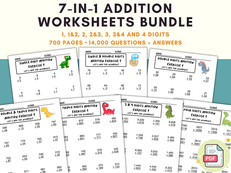 7-IN-1 Printable First Grade Mathematics Worksheets Bundle for Kids ...