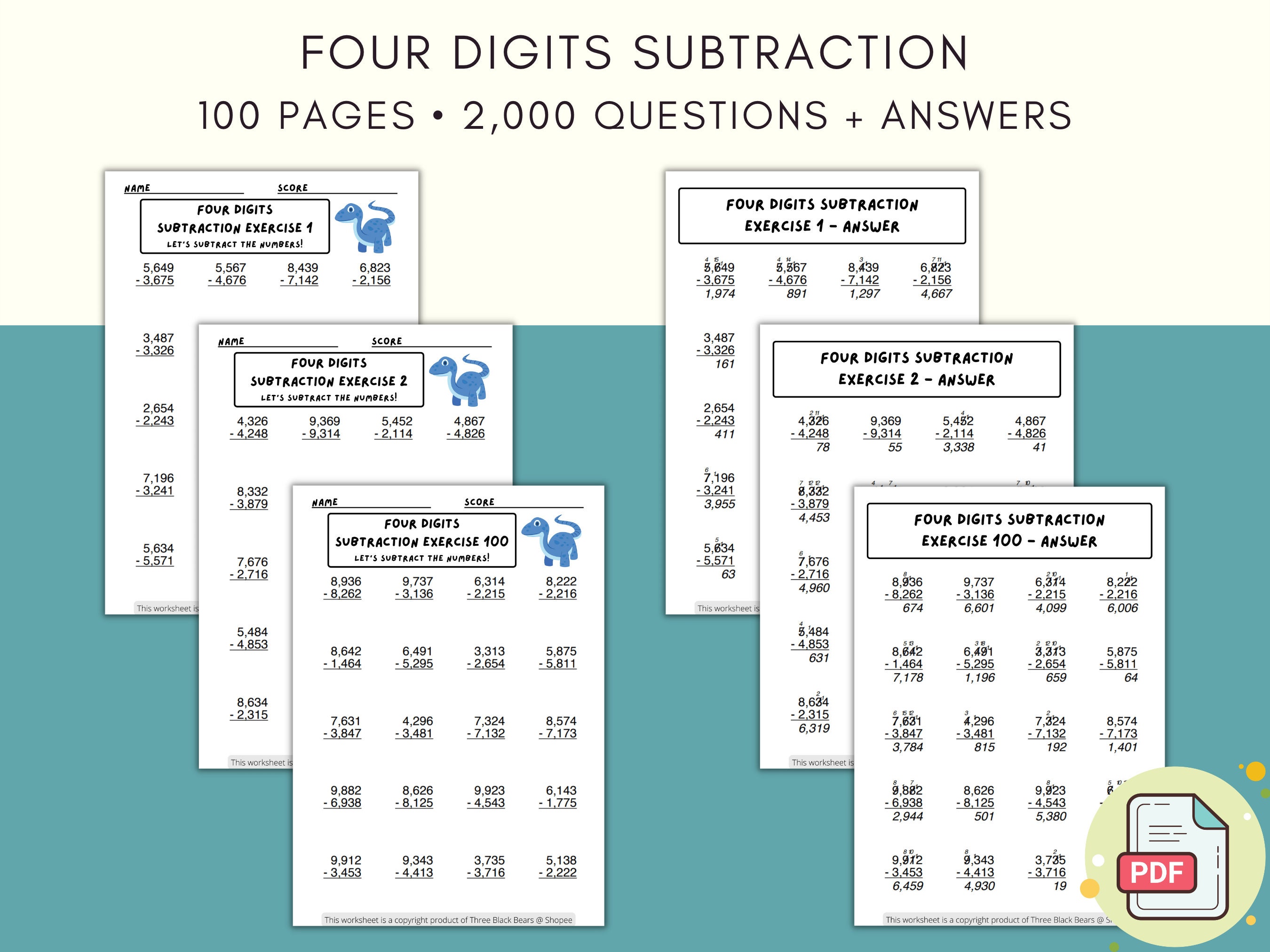 100 Printable First Grade Mathematics Worksheets for Kids Ages 5-8 ...
