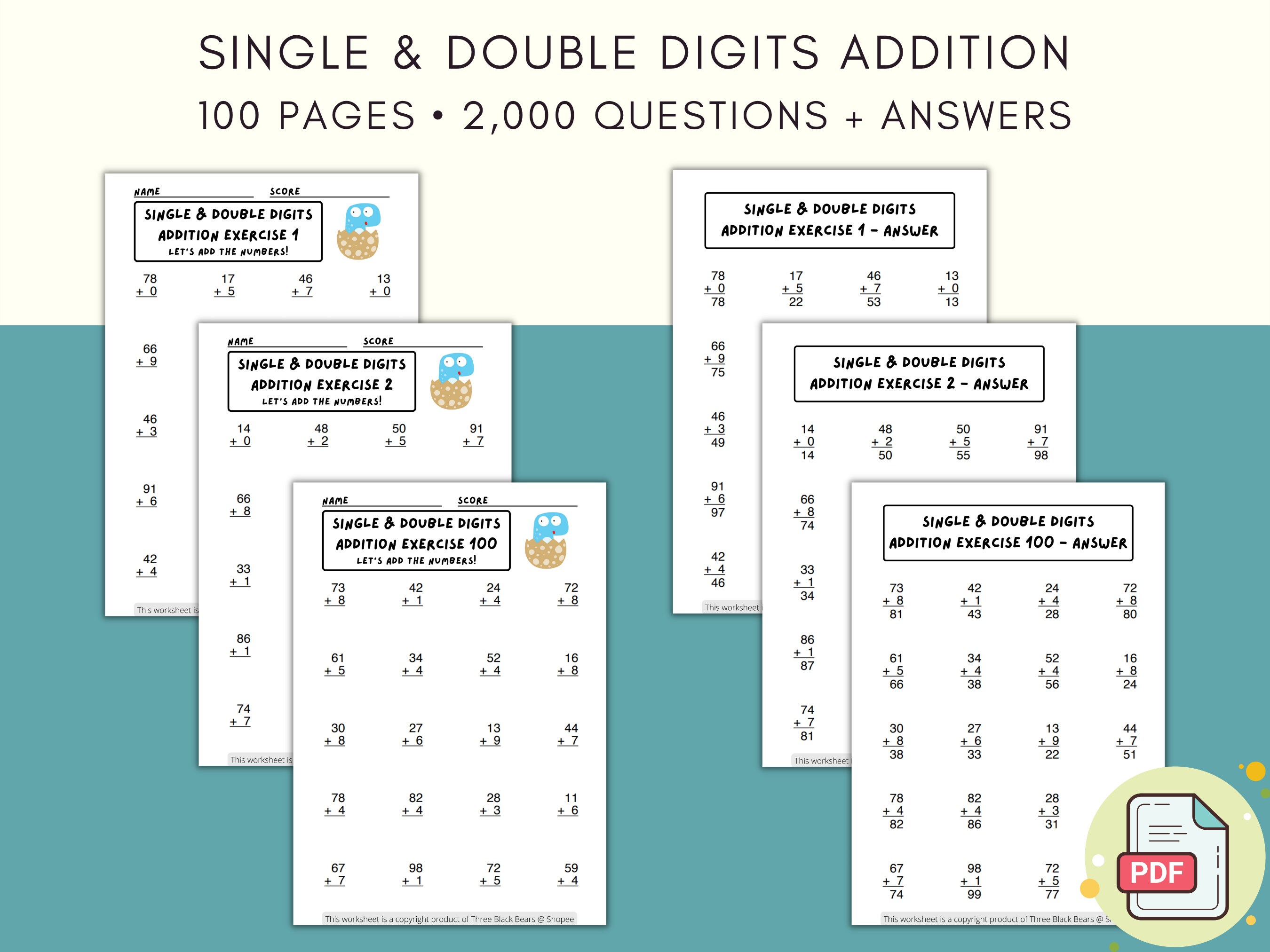100 Printable First Grade Mathematics Worksheets for Kids Ages 5-8 ...
