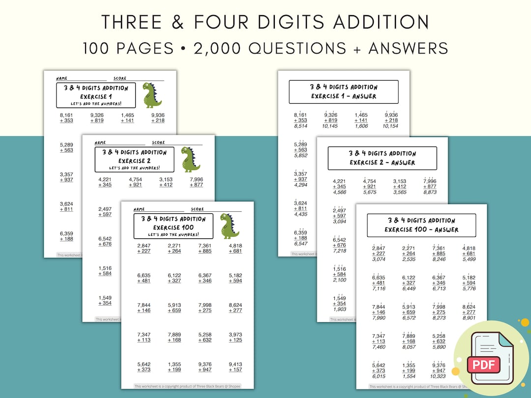 100 Printable First Grade Mathematics Worksheets for Kids Ages 5-8 ...