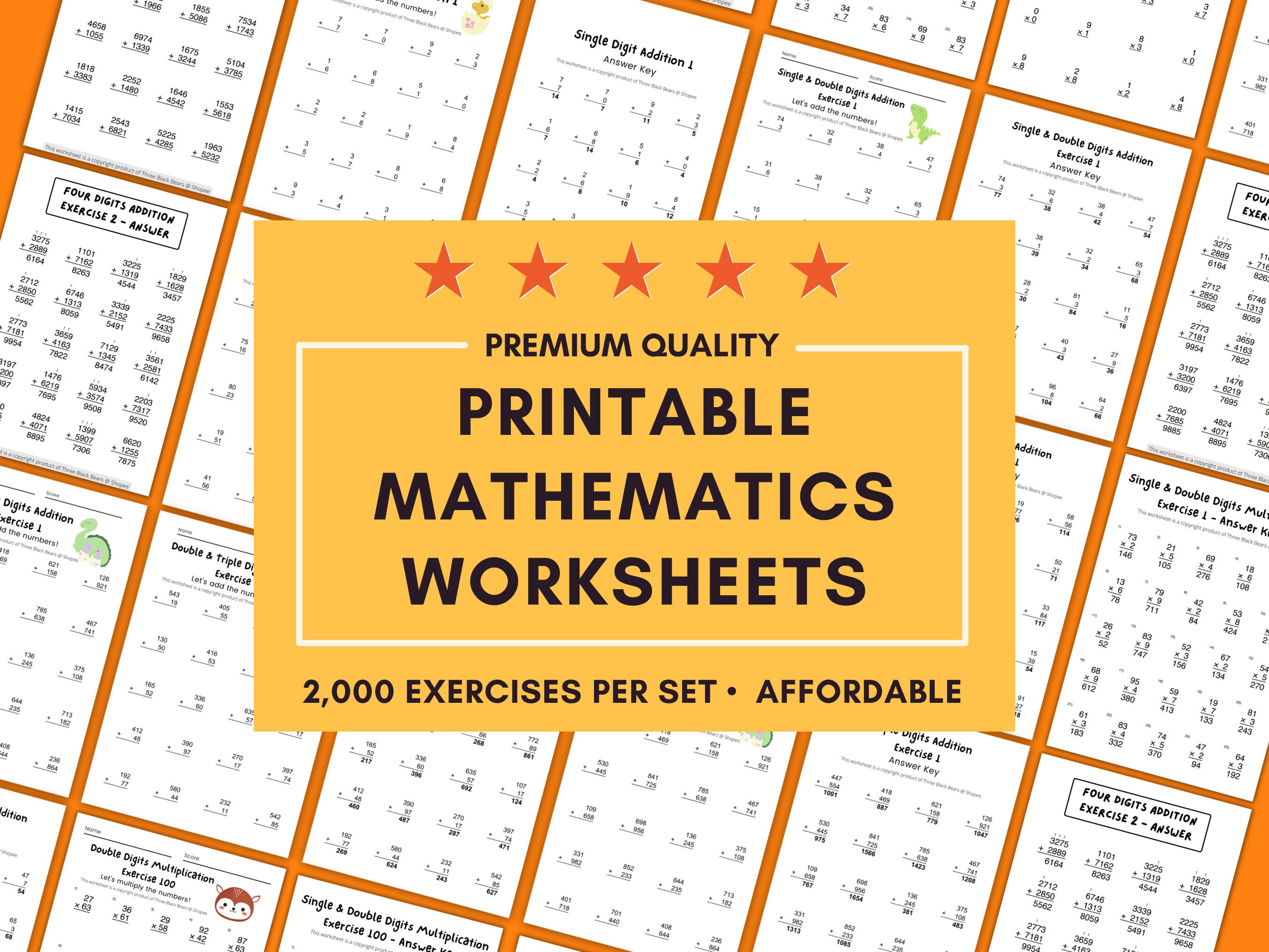 100 Printable First Grade Mathematics Worksheets for Kids Ages 5-8 | Single Digit Subtraction ...