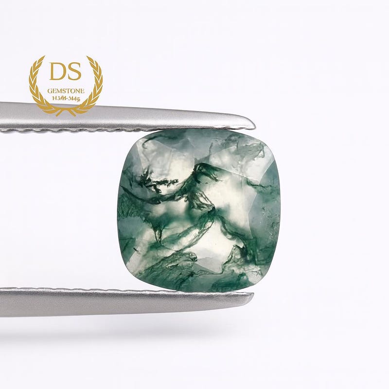 Moss Agate Cushion Rings - Etsy