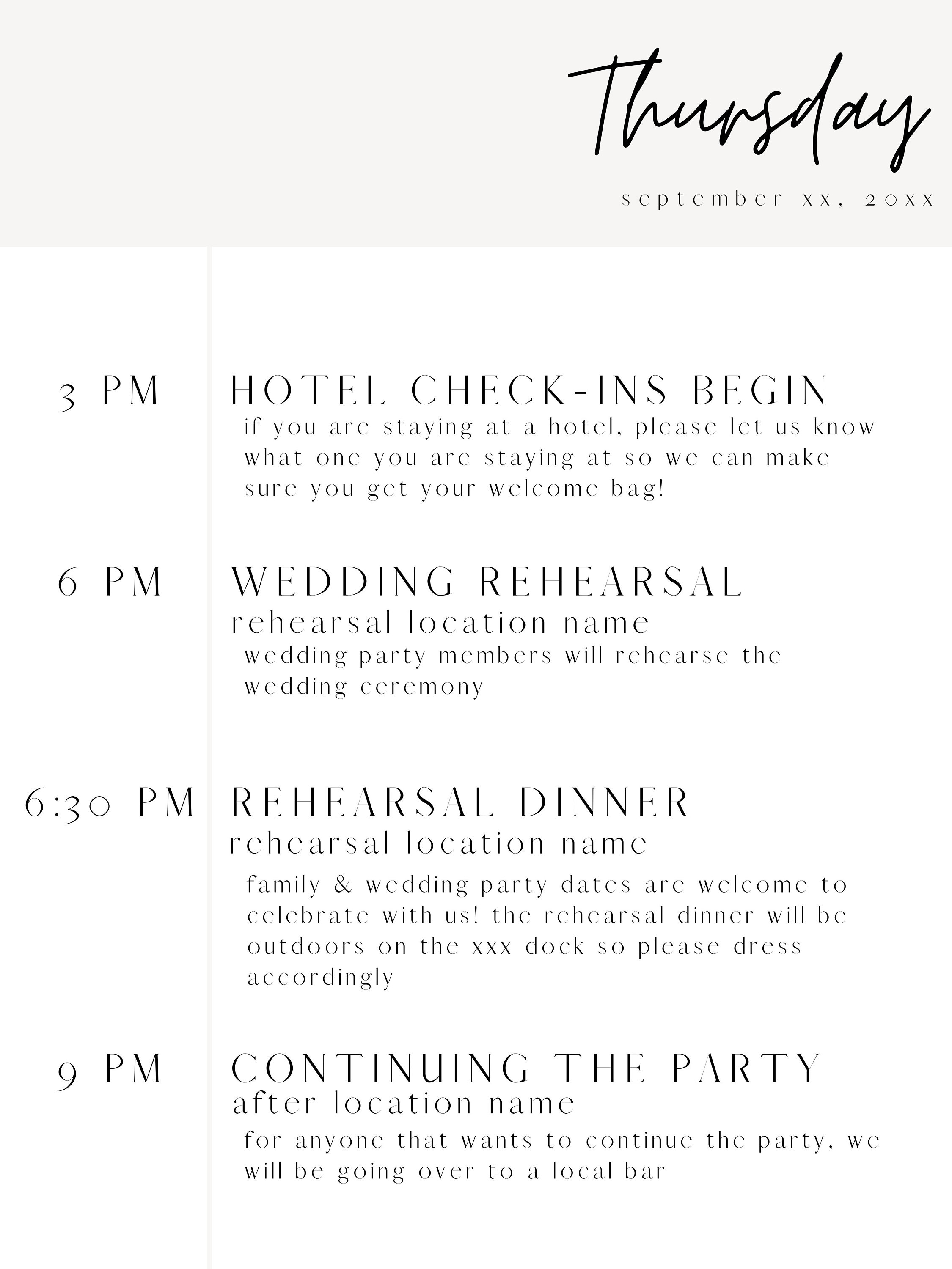 Wedding Weekend Guide Canva Template Modern Minimalist - Etsy