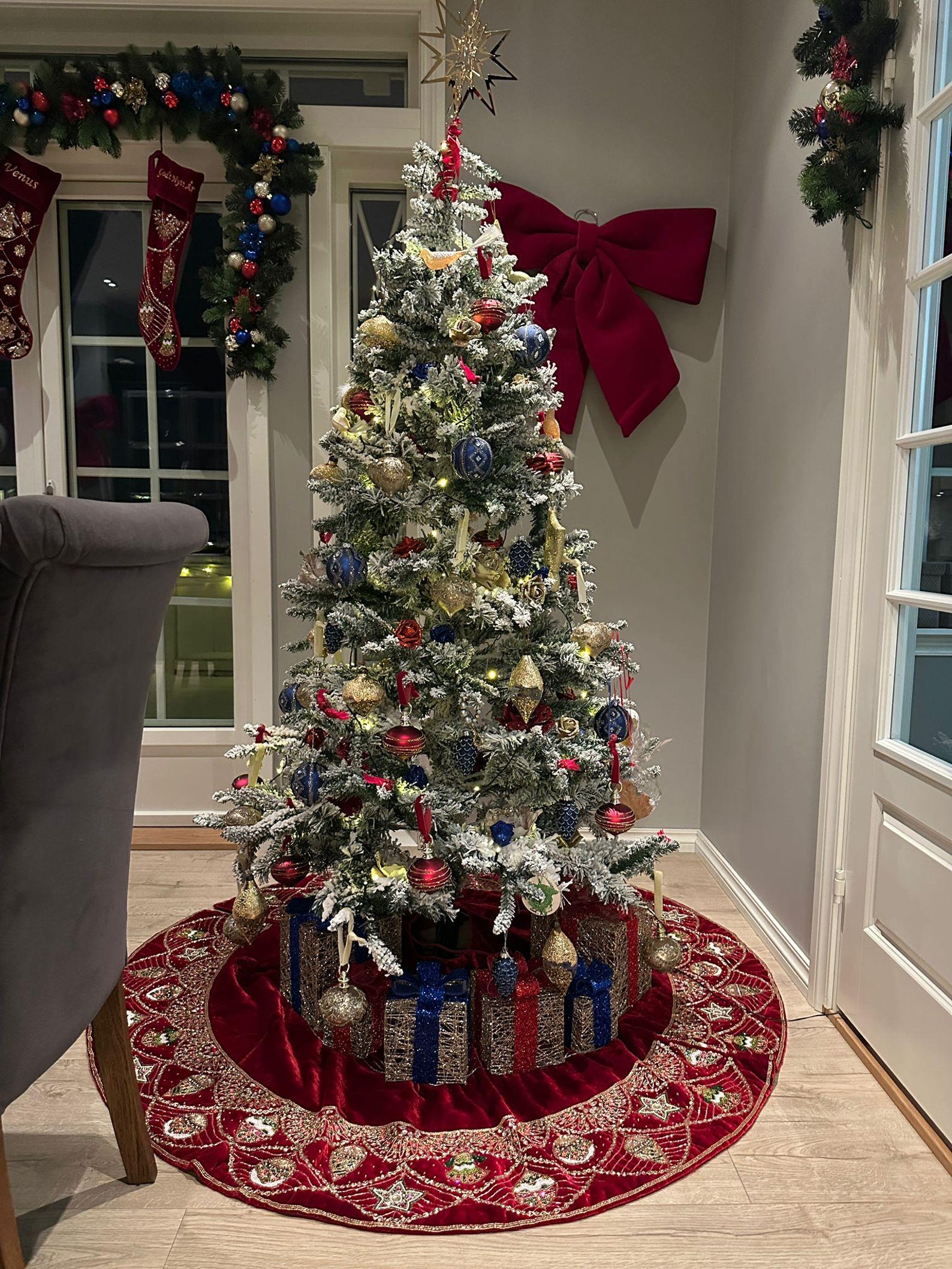 Red Velvet Christmas Tree Skirt 60" Handmade Large Tree Skirt Ornament ...