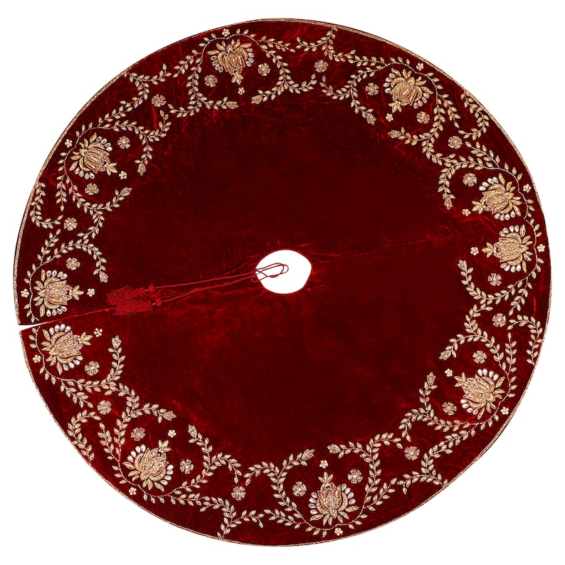 90 Christmas Tree Skirt Handmade Luxury Red Velvet Tree - Etsy
