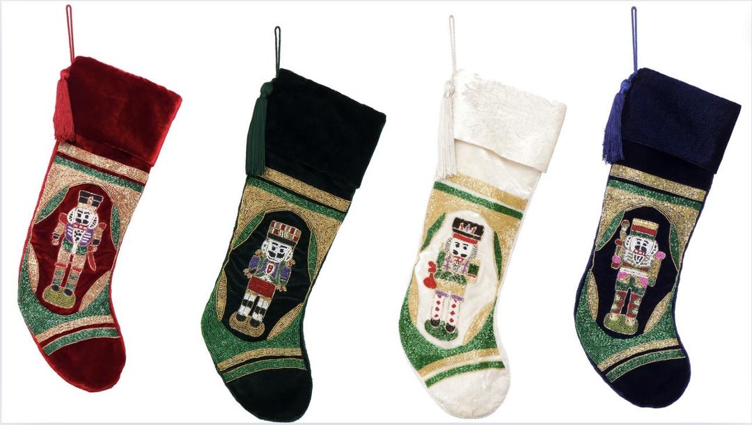 Nutcracker Christmas Stocking Set of 4. Red, Green, Blue, White ...