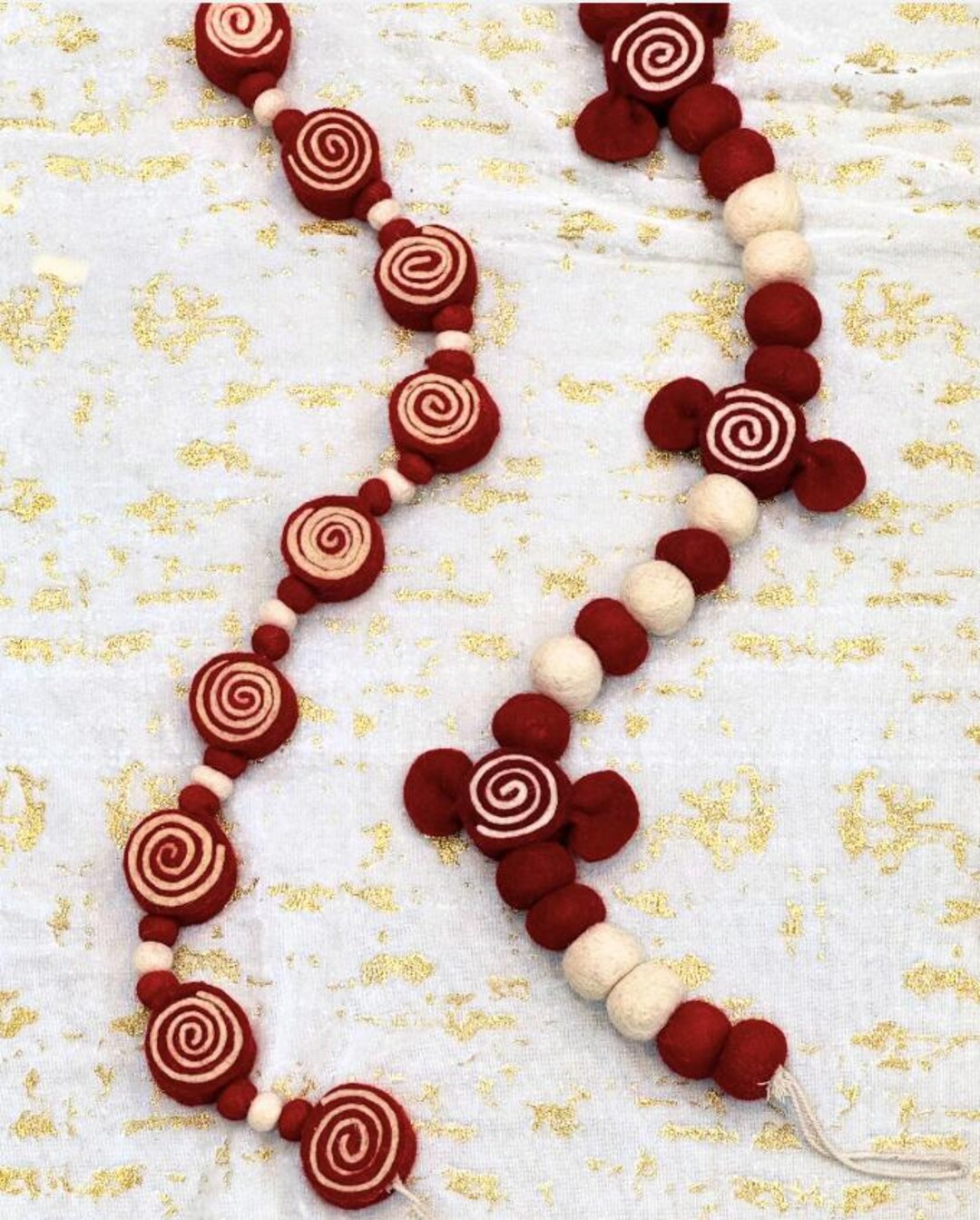 Christmas Candy Garland, Red and White Candy Christmas Garland 6'. Hand ...