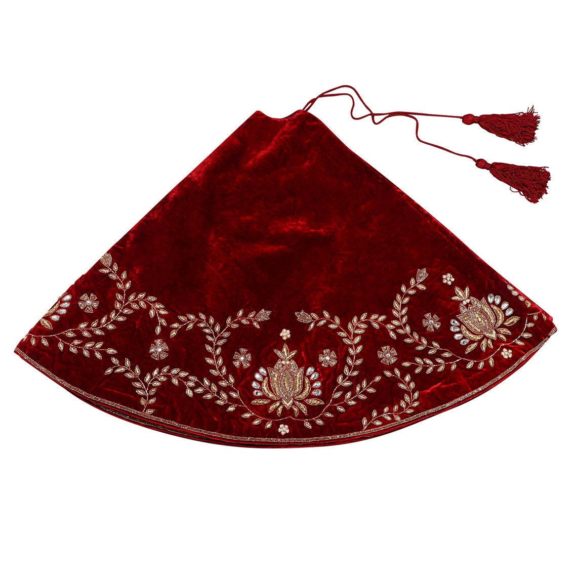 90 Christmas Tree Skirt Handmade Luxury Red Velvet Tree - Etsy