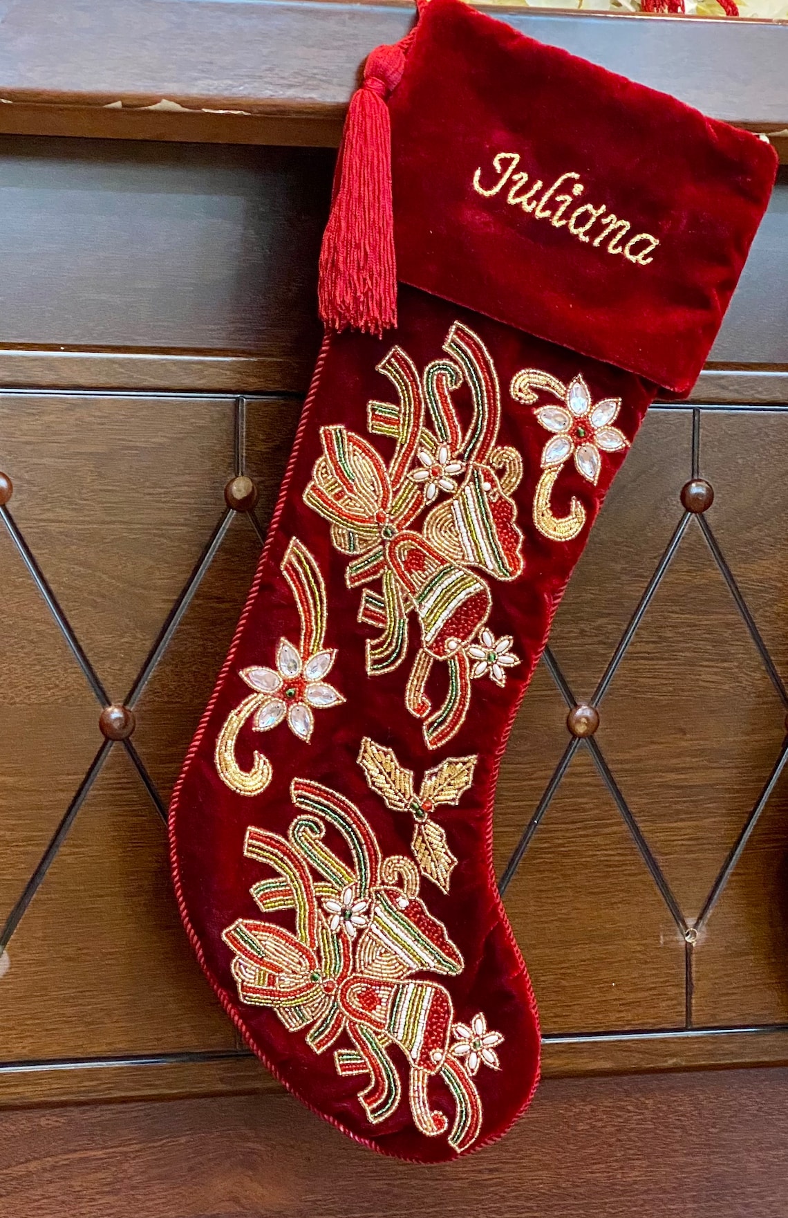 Red Velvet Christmas Stocking Personalised Christmas Stocking Christmas ...