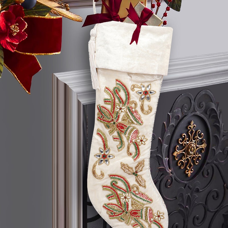 Embroidered Velvet Stocking - Etsy