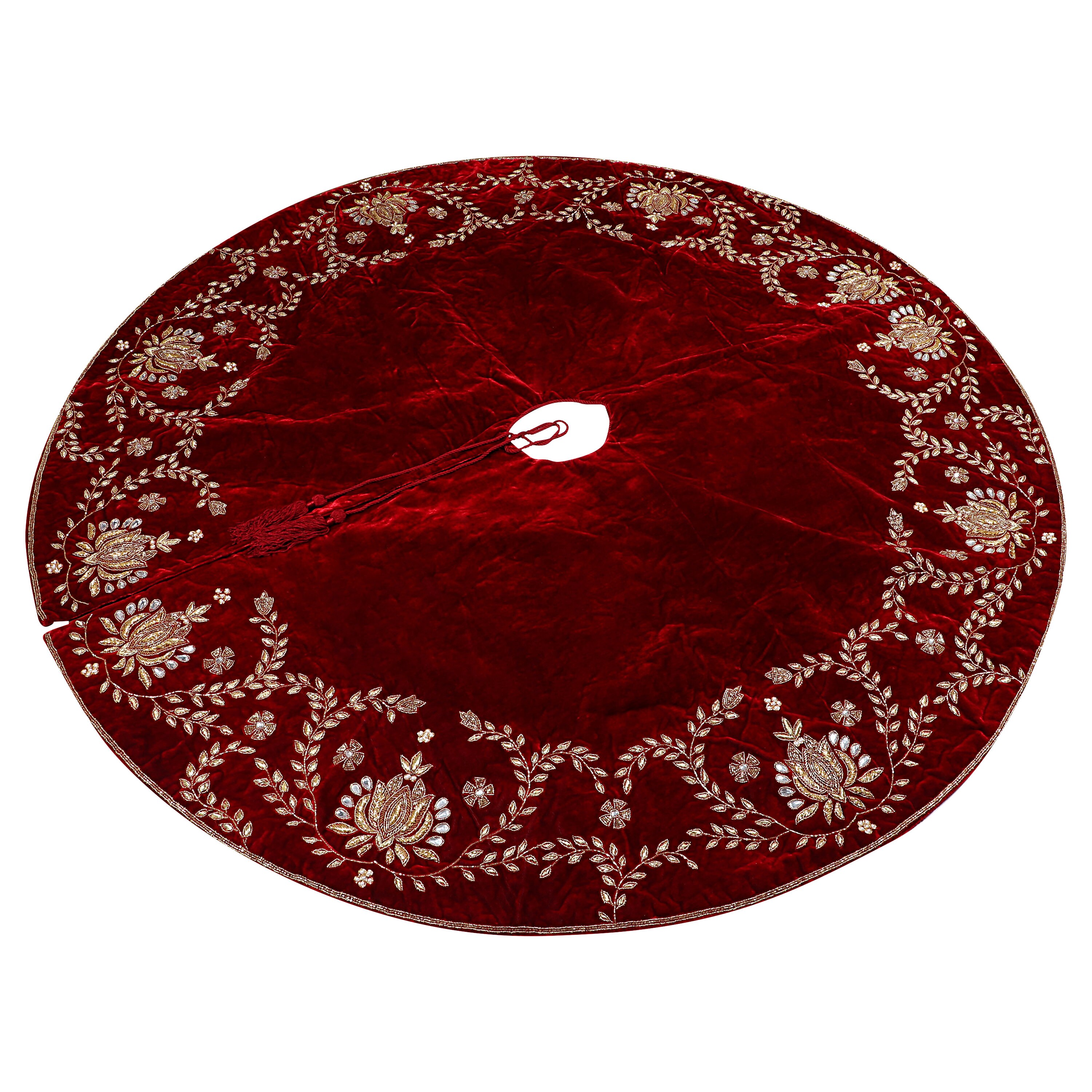 90 Christmas Tree Skirt Handmade Luxury Red Velvet Tree - Etsy