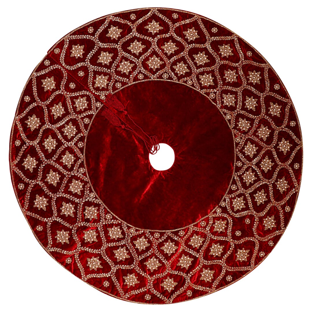 90 Inch Red Christmas Tree Skirt Extra Large Christmas Tree Skirt ...