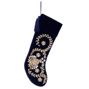 Navy Blue Velvet Christmas Stocking Personalised Christmas Stocking ...