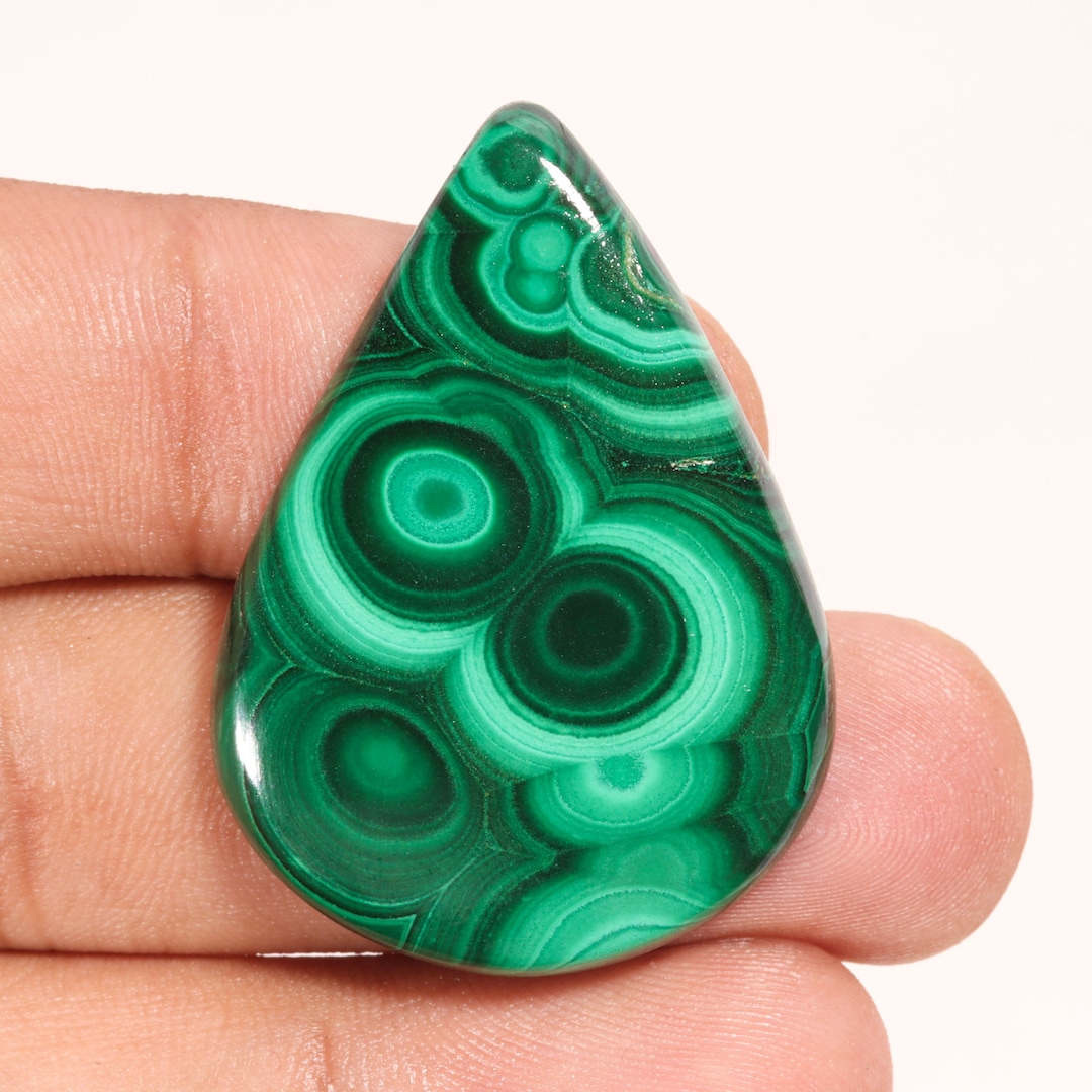 Green Malachite Gemstone, Natural Malachite Cabochon, Pear Shape ...