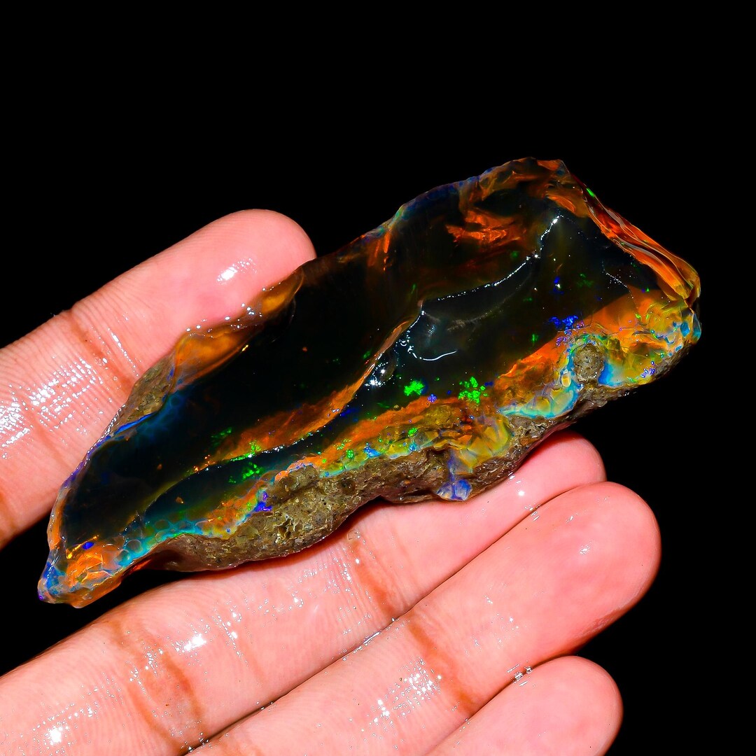 100% Natural Ethiopian Black Opal Oil Rough Gemstone, Jewelry Making ...