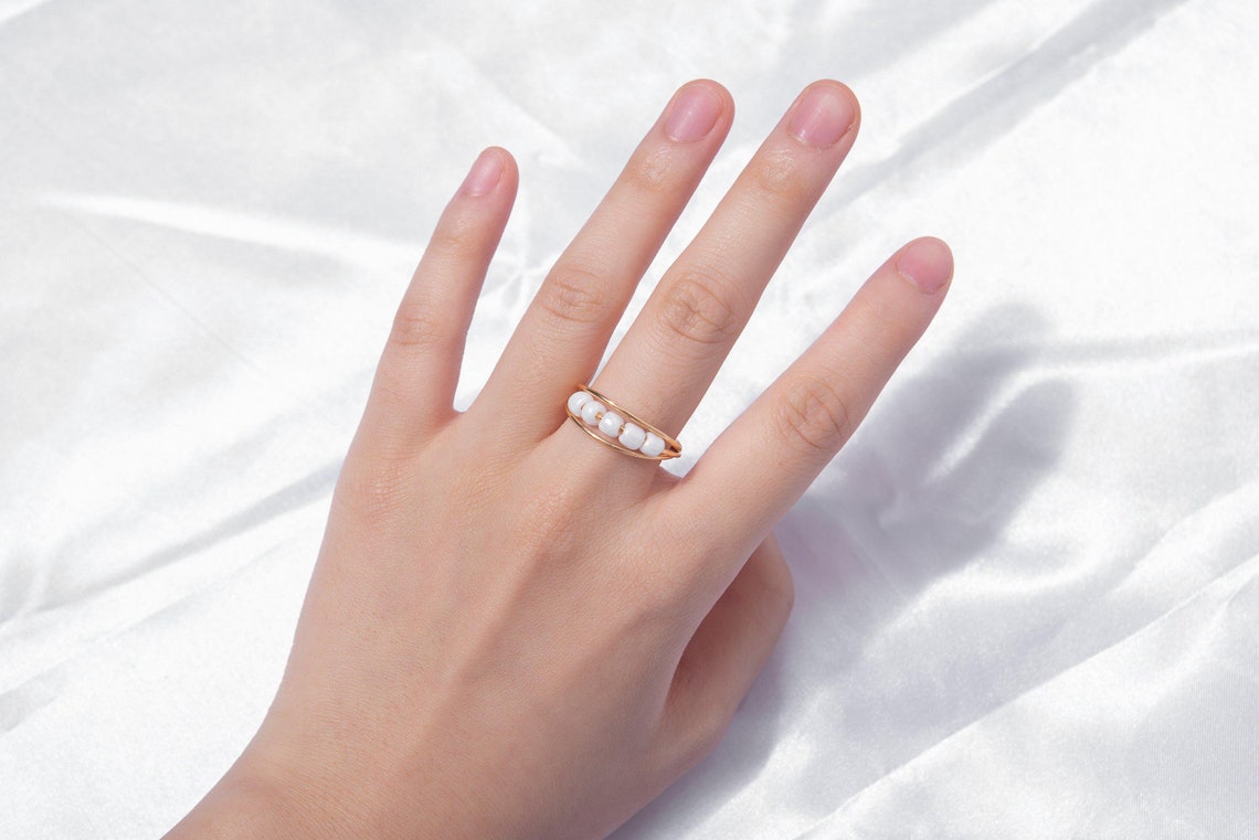Pearl Beads Fidget Ring Spinner Rings for Women Girls Gold - Etsy