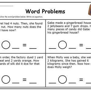 10 Printable Word Problems Worksheets numbers 1-20 for - Etsy Australia