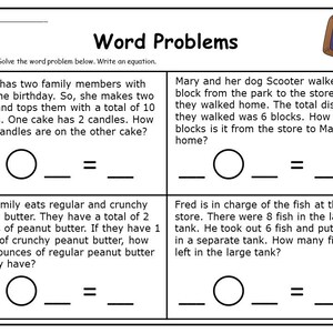 10 Printable Word Problems Worksheets numbers 1-20 for - Etsy Australia