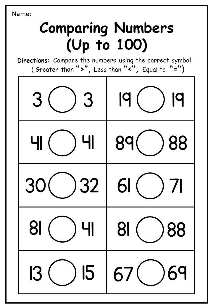 Compare Numbers Kindergarten
