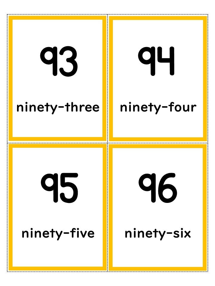 Printable Number Flash Cards numbers 0-100. Printable Number - Etsy