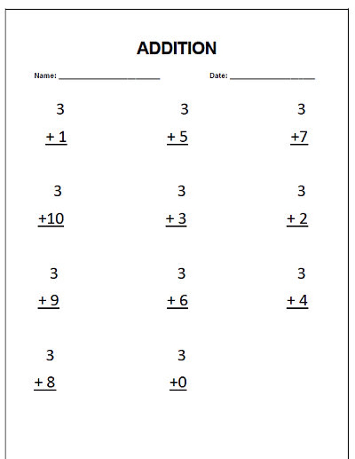 20 Printable Addition Worksheets numbers 1-10 for - Etsy Canada