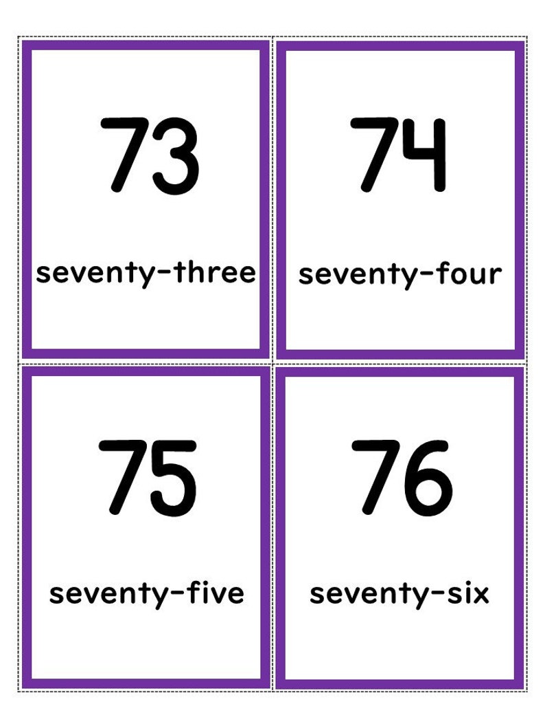 Printable Number Flash Cards numbers 0-100. Printable Number - Etsy