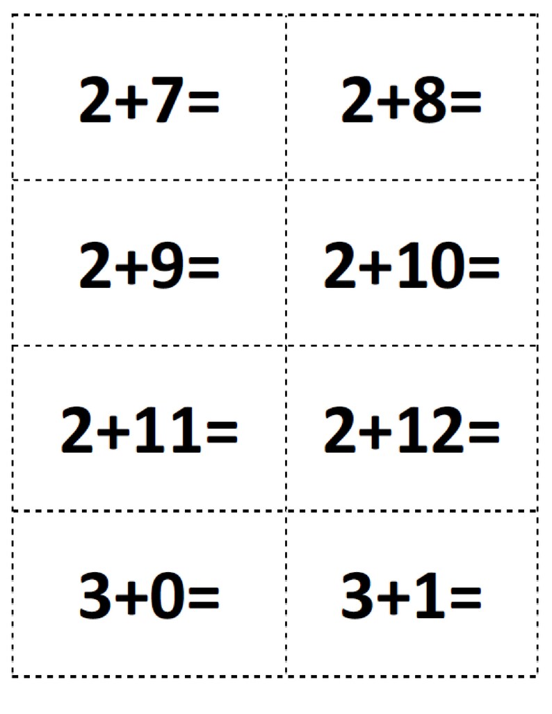 Addition Math Facts Flashcards Printable Addition Numbers Etsy