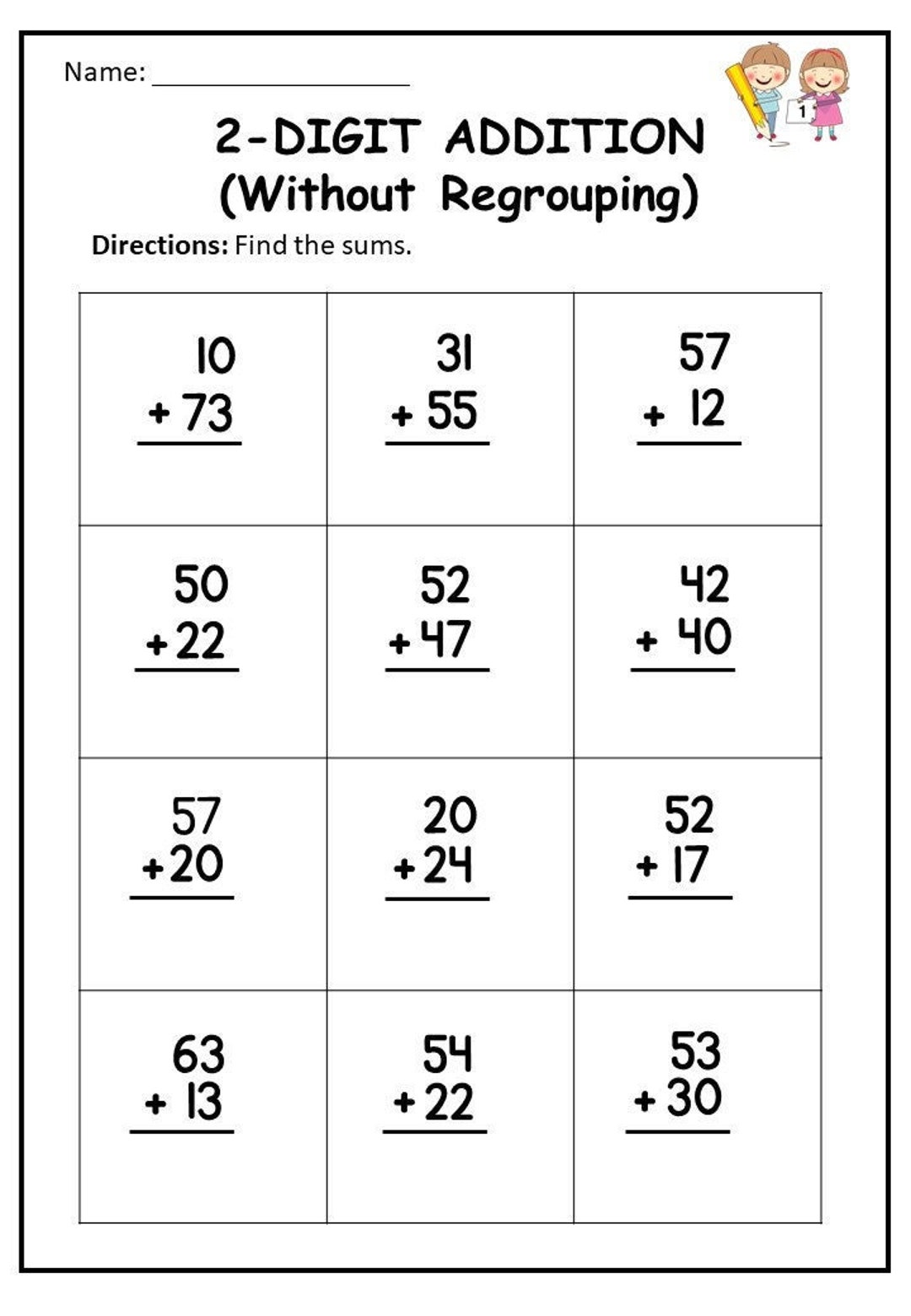 Addition Worksheets By 2