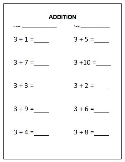 20 Printable Addition Worksheets numbers 1-10 for - Etsy Canada