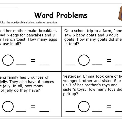 10 Printable Word Problems Worksheets numbers 1-20 for - Etsy Australia