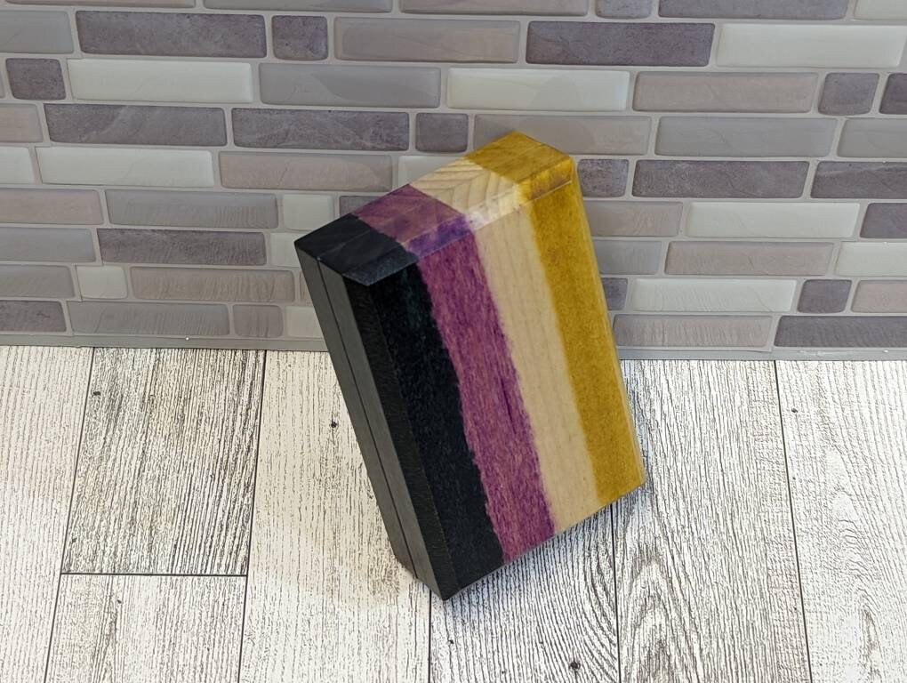Dyed Wood Dice Box, Dnd, Ttrpg. Nonbinary Enby NB Pride Stripes. Free ...